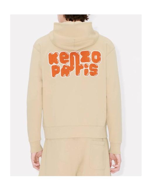 KENZO Elephant Logo' Embroidered Full-Zip Hoodie in Natural for Men | Lyst