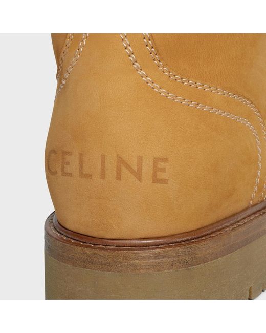 Celine Suture Lacing Short Boots in Natural | Lyst