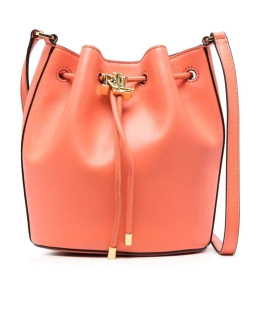 Ralph Lauren Drawstring Shoulder Bag in Orange | Lyst