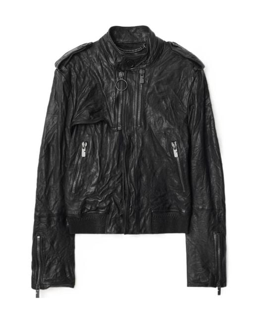 Burberry Leather Biker Jacket in Black | Lyst