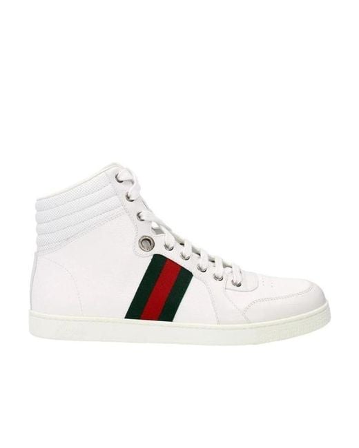 Gucci Tie High-Top Casual Sneakers in White for Men | Lyst