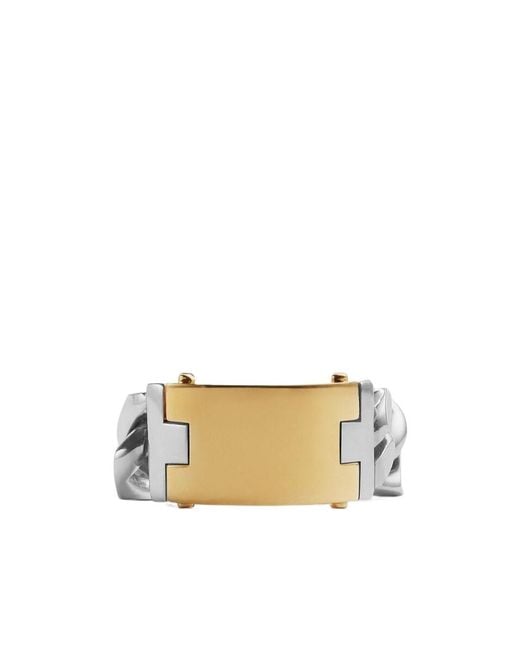 Bottega Veneta Chain Link Detail Ring in White for Men | Lyst
