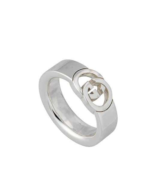 Gucci Interlocking G Rings in White | Lyst