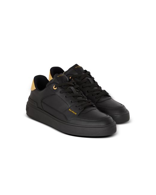 Balmain B-Court Flip Calfskin Trainers in Black for Men | Lyst