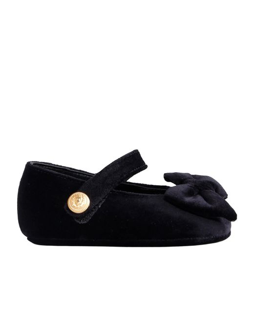 Balmain Velvet Bow-Detail Ballet Flats in Black | Lyst