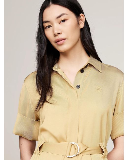 Tommy Hilfiger Half-Open Collar Dress in Natural | Lyst