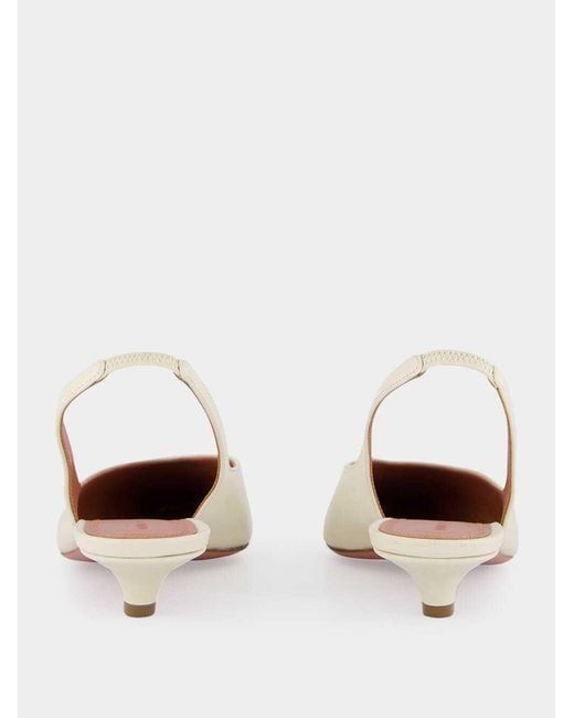 AMINA MUADDI Almond Jamie Slingback Mid-Heel Pumps in White | Lyst
