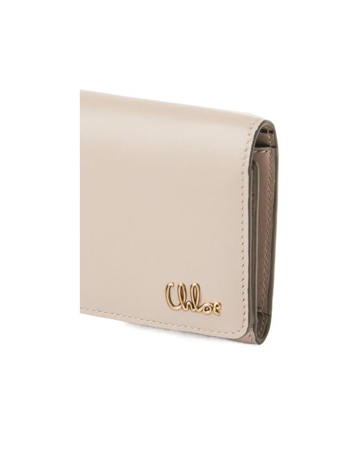 Chloé Small Chloé Iconic Tri-Fold With Coin Pocket in Natural | Lyst