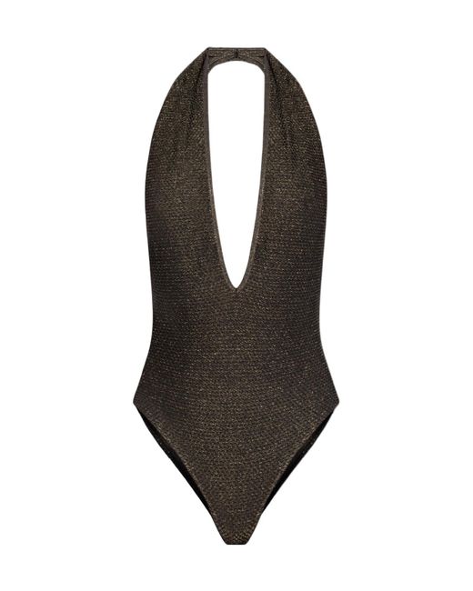 Palm Angels Open Back One Piece Swimsuit in Black | Lyst