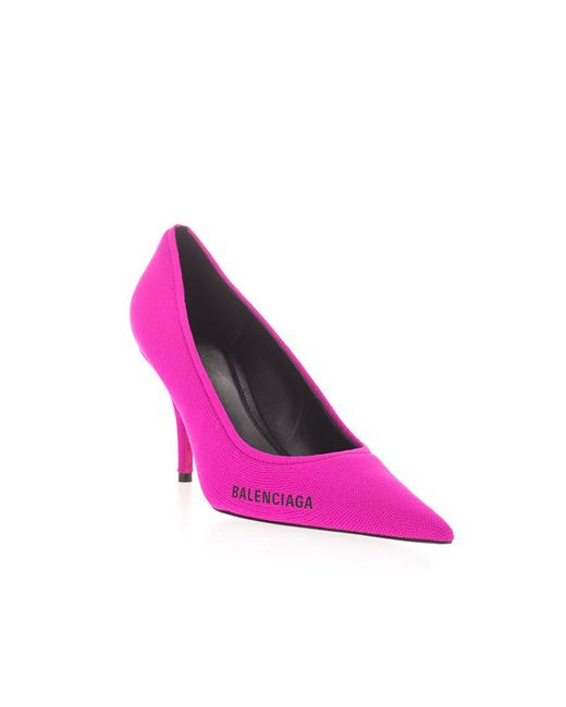 Balenciaga Logo Details Pointed High Heels in Pink | Lyst