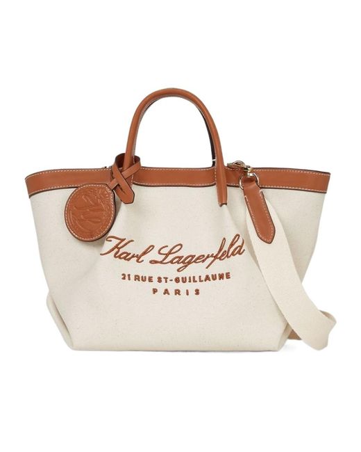 Karl Lagerfeld Small Hotel Karl Canvas Tote Bag in Brown | Lyst