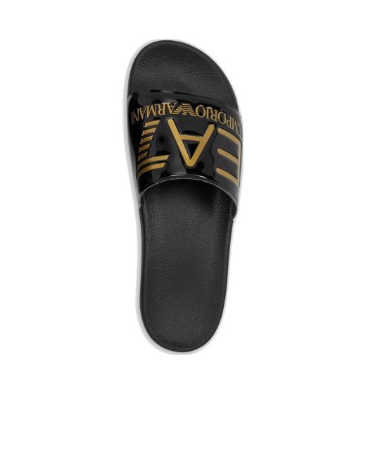 EA7 Logo-Embossed Open-Toe Slides in Black for Men | Lyst