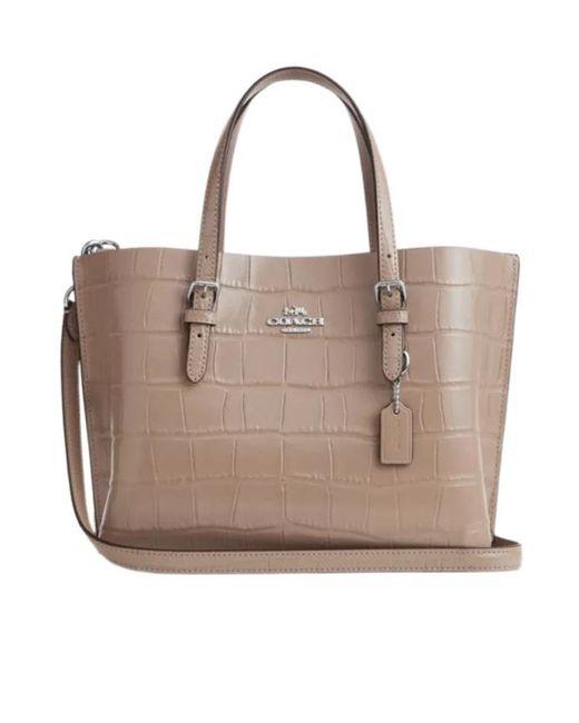 COACH Letter Logo Tote Bag in Brown | Lyst