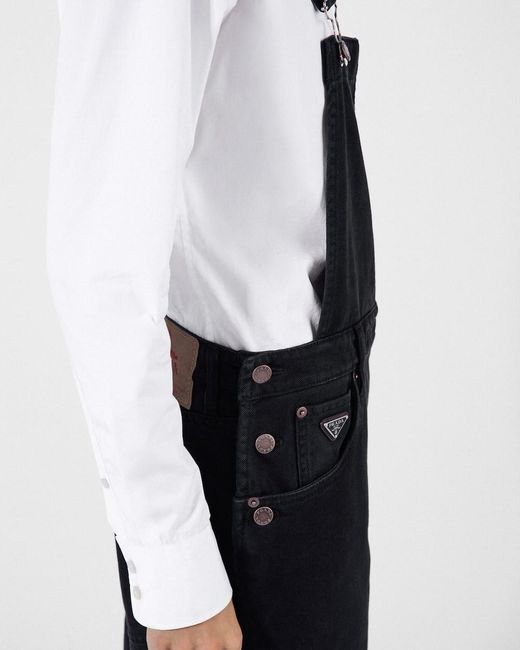 Prada Denim Overalls in Black | Lyst