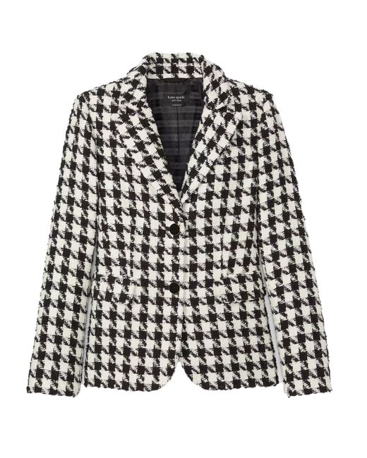 Kate Spade Houndstooth Avery Suit Coat in Black | Lyst