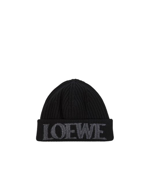 Loewe Logo Wool Hat in Black for Men | Lyst