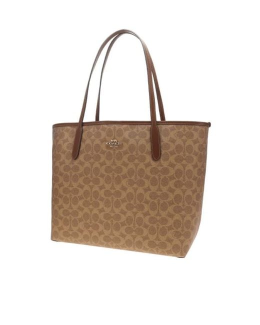COACH Logo Pattern Tote Bag in Brown | Lyst