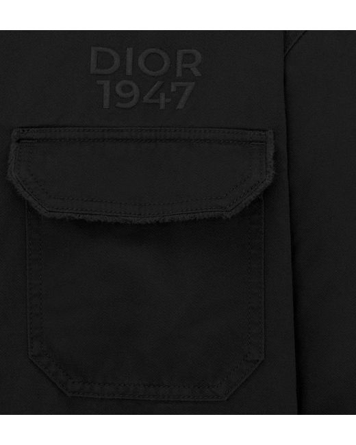 Dior Homme 1947 Logo Embroidered Long-Sleeved Overshirt in Black for ...
