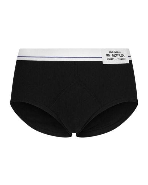Dolce & Gabbana Brando Ribbed Cotton Briefs in Black for Men | Lyst
