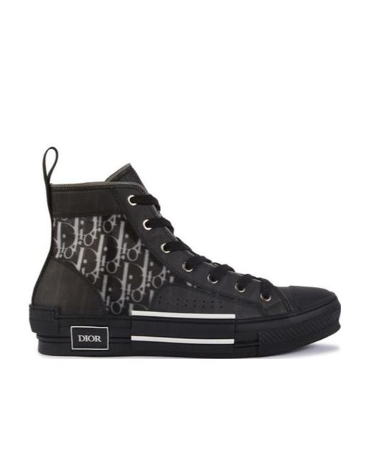 Dior Twill High-Top Casual Sneakers in Black for Men | Lyst