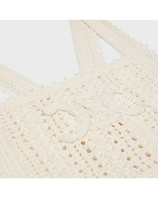 Celine Triomphe Crochet Mini Dress in Natural | Lyst