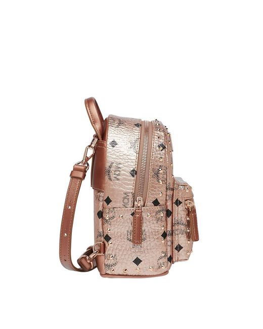 MCM Rivet Backpack in Pink | Lyst