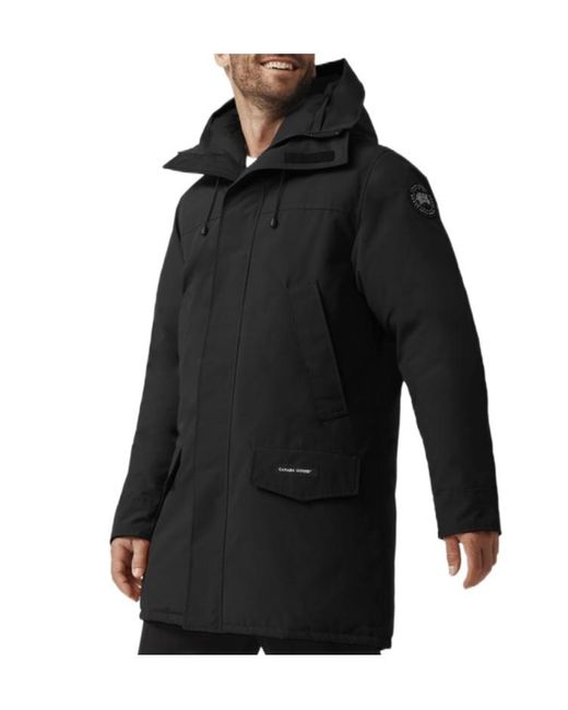 Canada Goose Logo Long Hooded Down Jacket Langford Label in Black for ...