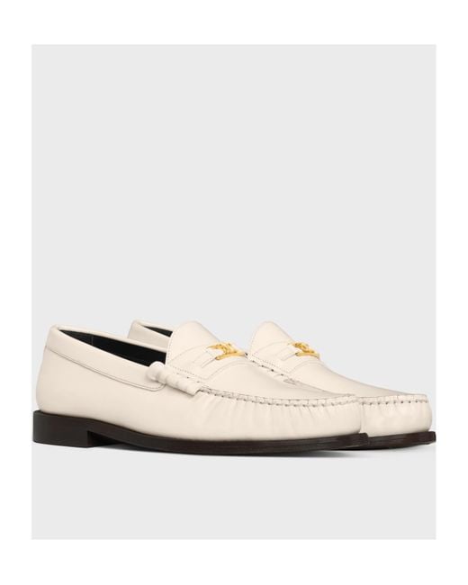 Celine Logo Loafers in White | Lyst