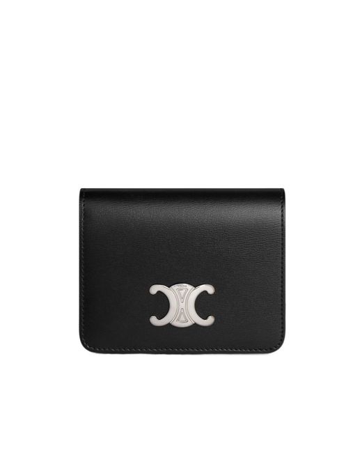Celine Triomphe Snap Wallet in Black for Men | Lyst