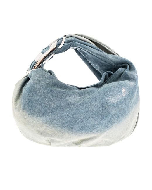 DIESEL Grab-D Washed Denim Shoulder Bag in Blue | Lyst