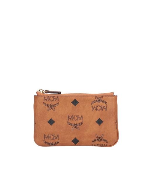 MCM Mini Monogram-Print Key Pouch in Brown | Lyst