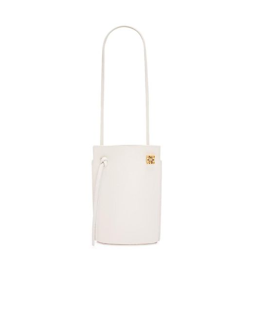 Loewe Logo Details Shoulder Bag in White | Lyst