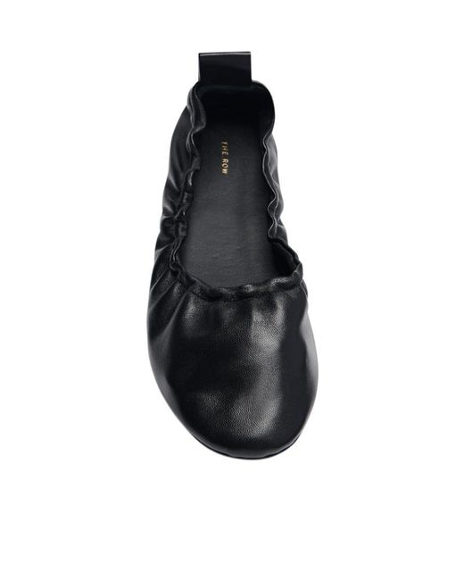 The Row Pleated Ballet Flats in Black | Lyst