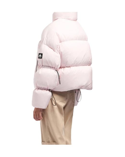 Moose Knuckles Logo-Patch Puffer Jacket in Pink | Lyst