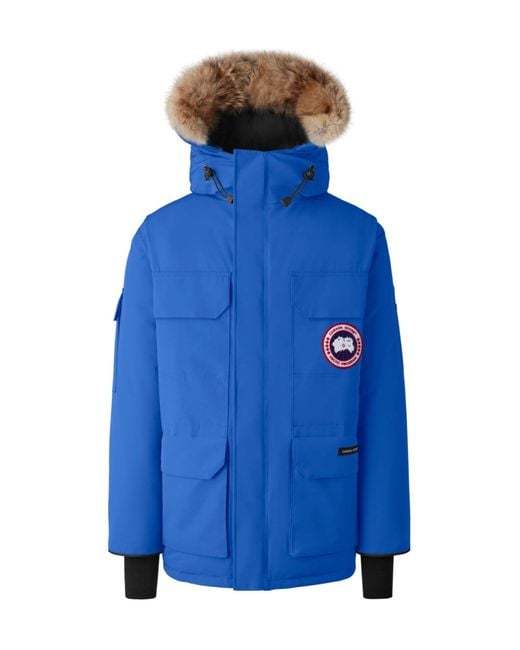 Canada Goose Expedition Hooded Logo Down Jacket in Blue for Men | Lyst