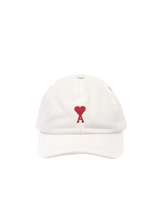 Ami Paris Logo Details Baseball Cap in White for Men | Lyst