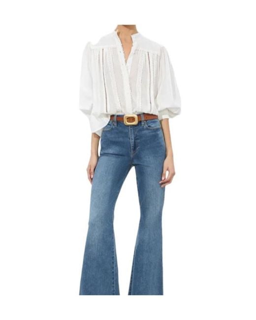 Alice + Olivia Cotton Blouse in White | Lyst UK