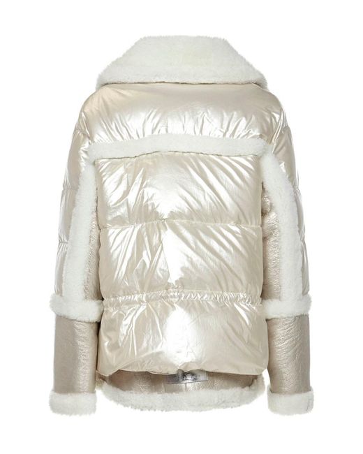 Nicole Benisti Stitched Detail Down Jacket in White | Lyst