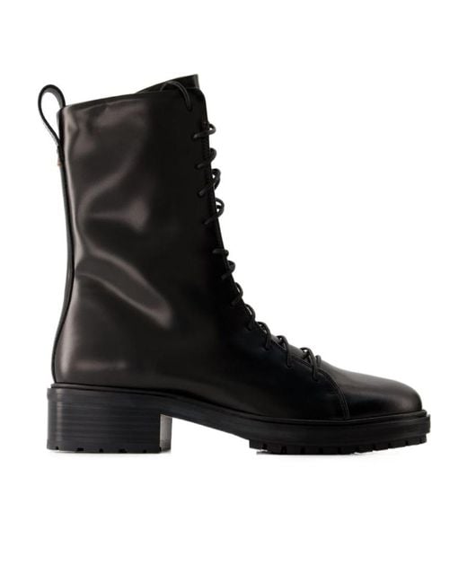 Aeyde Isa Leather Lace-Up Boots in Black | Lyst