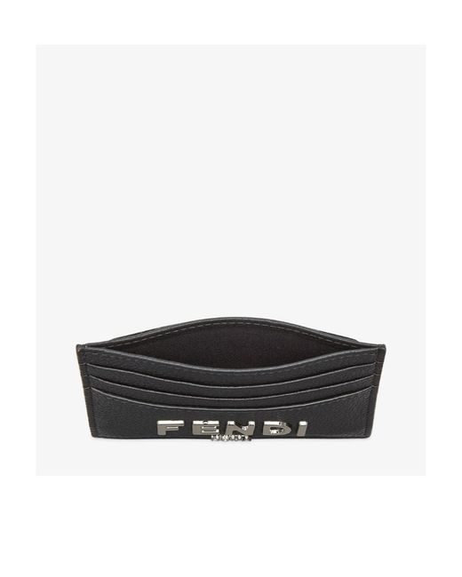 Fendi Leather Card Holder in Black for Men | Lyst