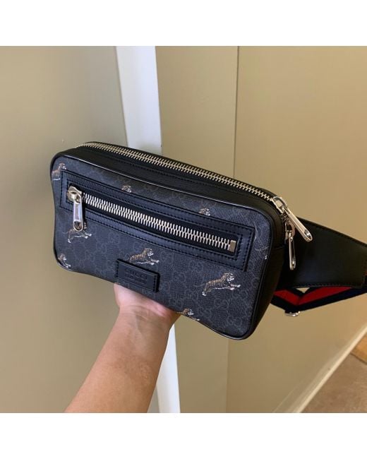Gucci Tiger Pattern Waist Bag in Black for Men | Lyst