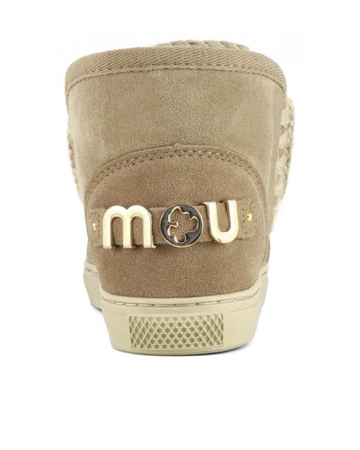 Mou Logo Round Head Boots in Natural | Lyst