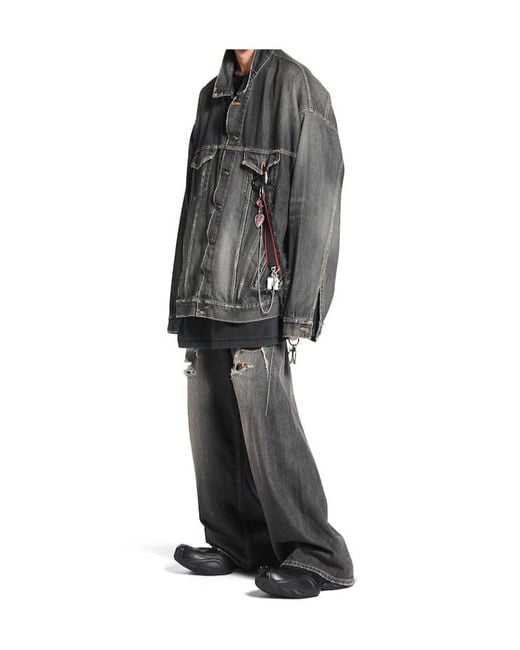 Balenciaga Oversized Charms Denim Jacket in Gray for Men | Lyst