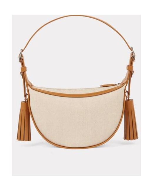 KENZO 18 Leather-Trim Shoulder Bag in White | Lyst