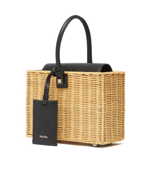Max Mara Rectangular Rattan Handbag in Metallic | Lyst