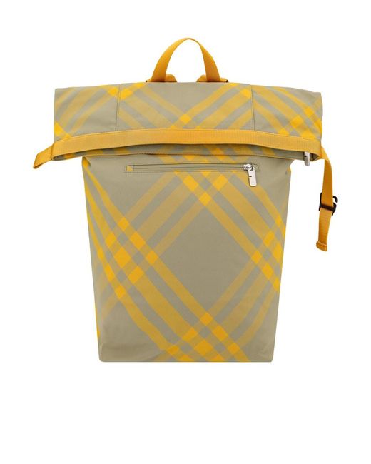 Burberry Roll Checked Backpack in Yellow for Men | Lyst