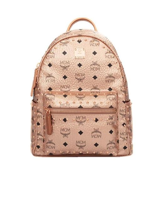 MCM Classic Logo-Printed Backpack in Pink | Lyst