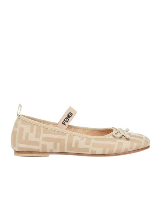 Fendi Jacquard Fabric Ballet Flats in Natural | Lyst