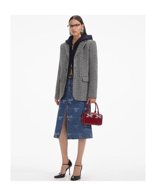 Self-Portrait Herringbone Suit Coat in Blue | Lyst