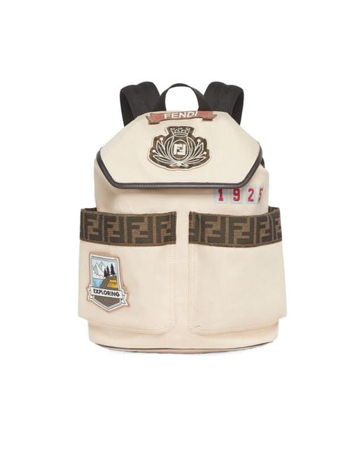 Fendi Patch Backpack in Natural | Lyst
